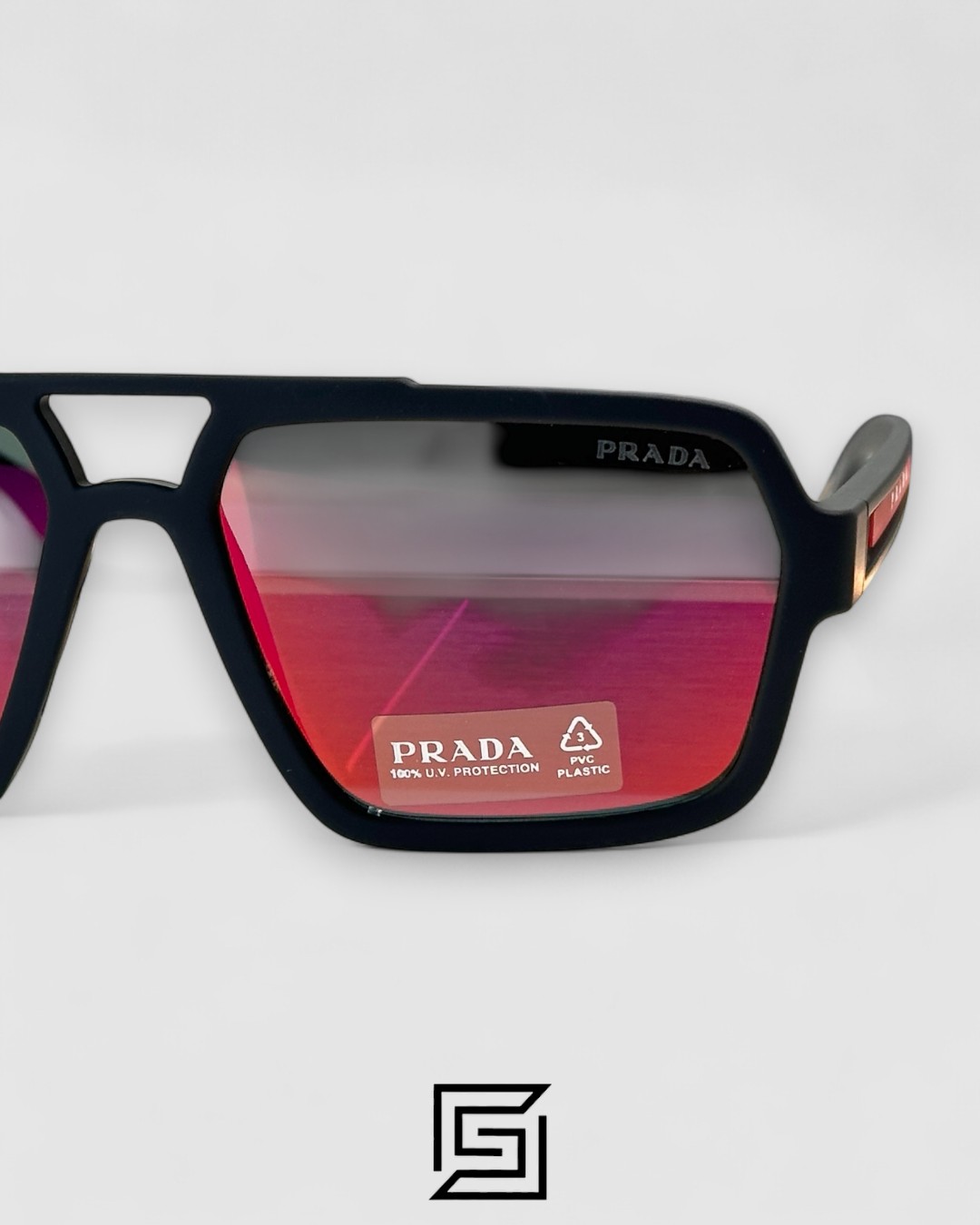 Prada SPS 01X Red Mirror Lenses Black Frame - Elswefy Stores